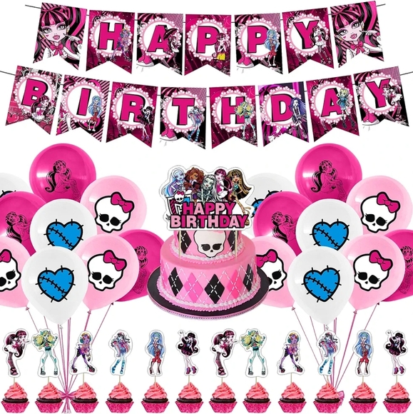 Party Supplies | Monster High Banner Cake Topper And Ballons | Poshmark